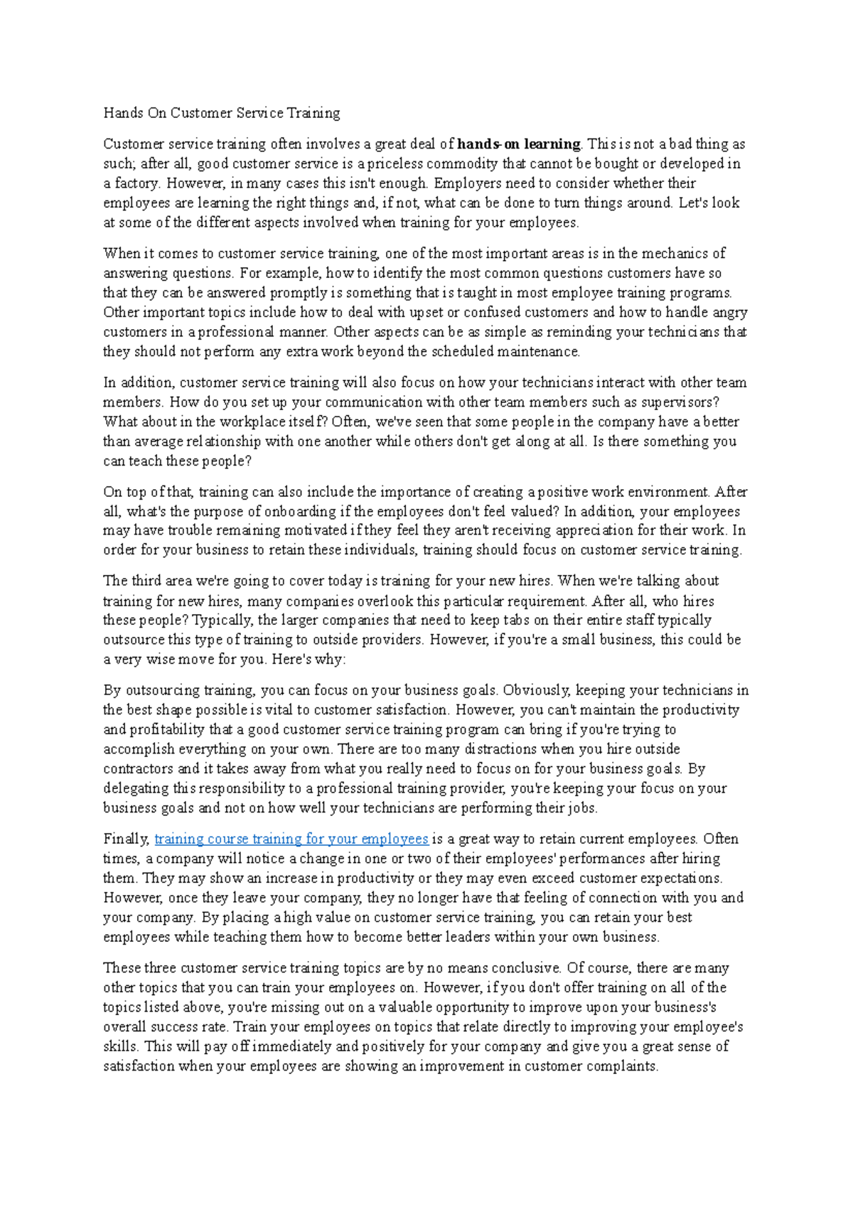 Hands On Customer Service Training - Hands On Customer Service Training ...