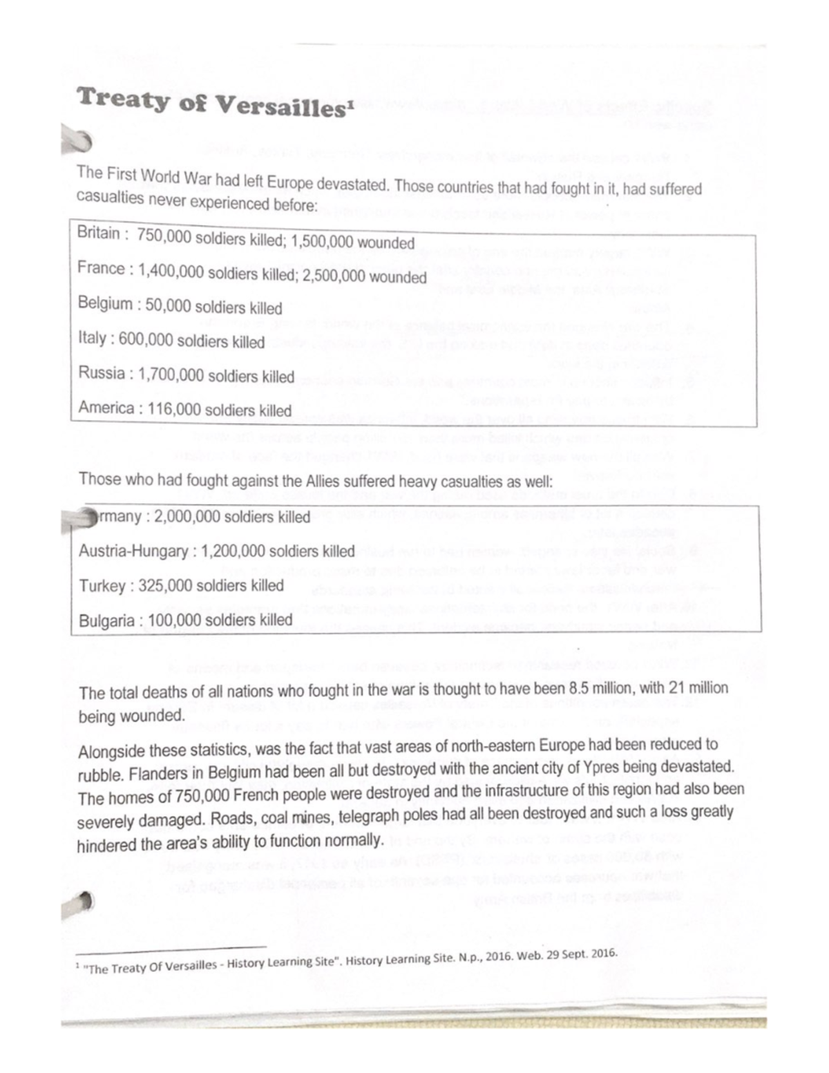 Treaty of Versailles' A really good note on this course - Ap/Hist 2500 ...