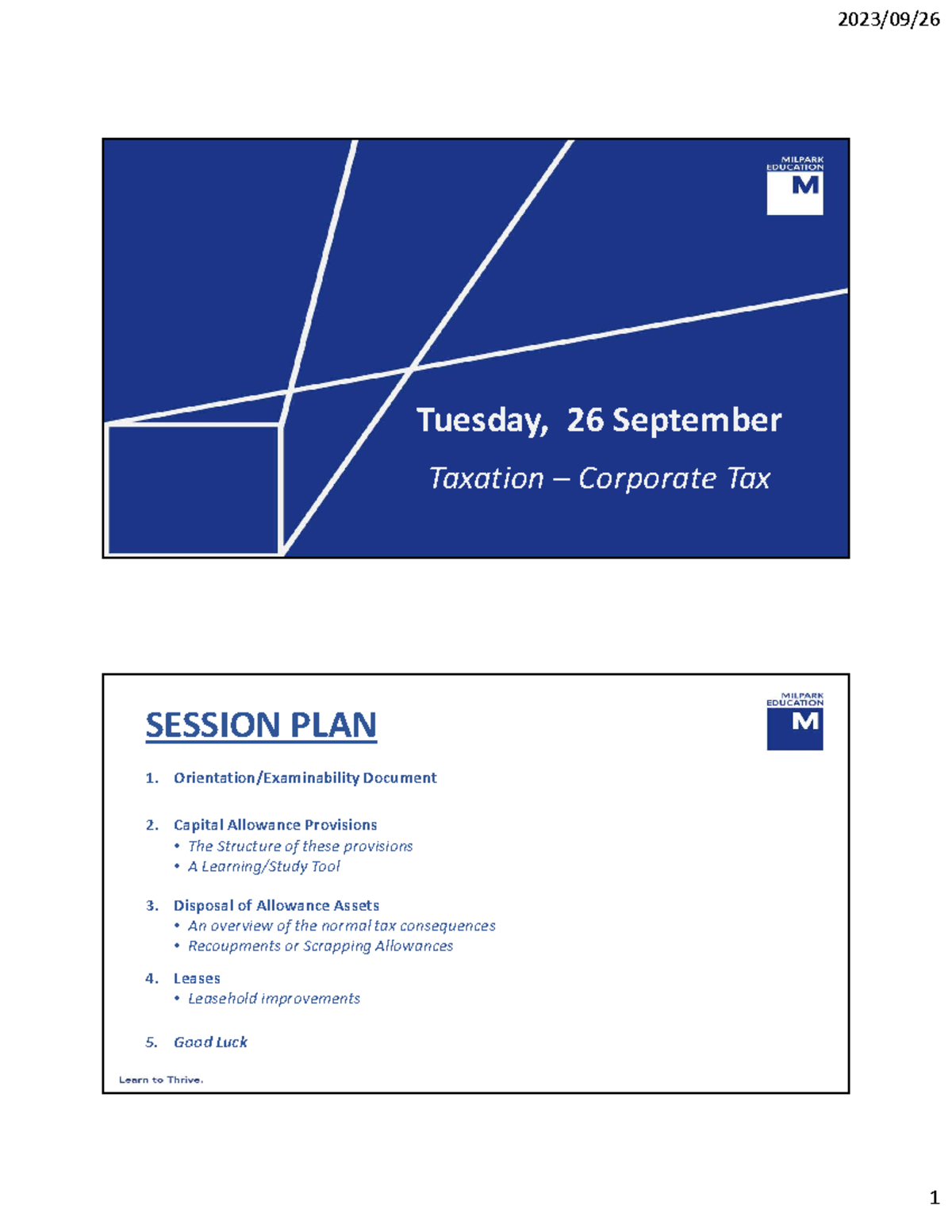 Corporate Tax Live - Full version - Tuesday, 26 September Taxation ...