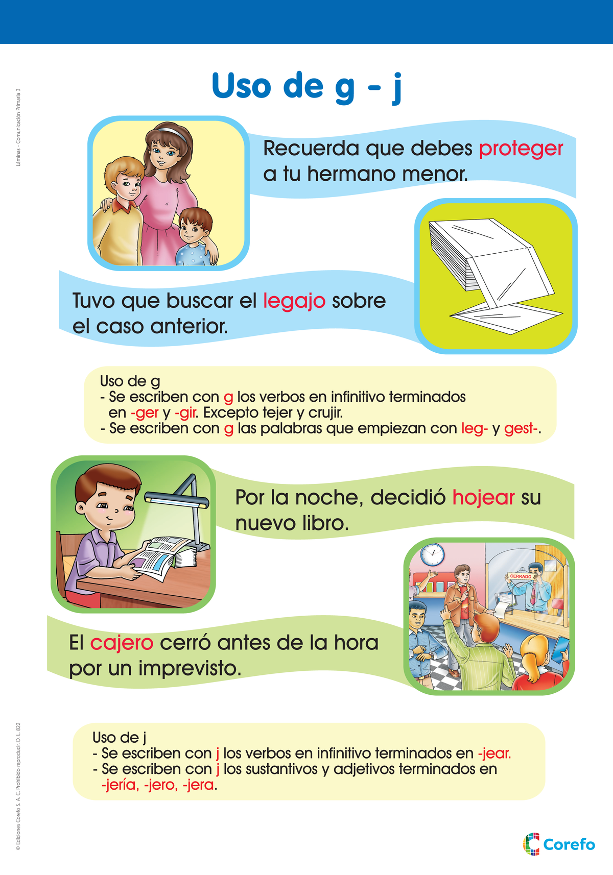 Lámina Uso de la g y j - uso de g y j - Uso de g - Se escriben con g ...