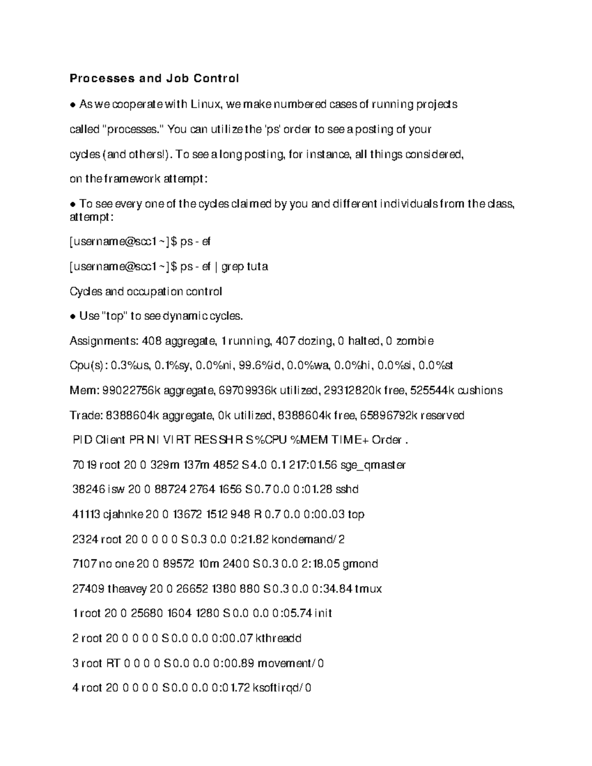 Process and job control system in linux - Proc e sse s a nd J ob Cont ...