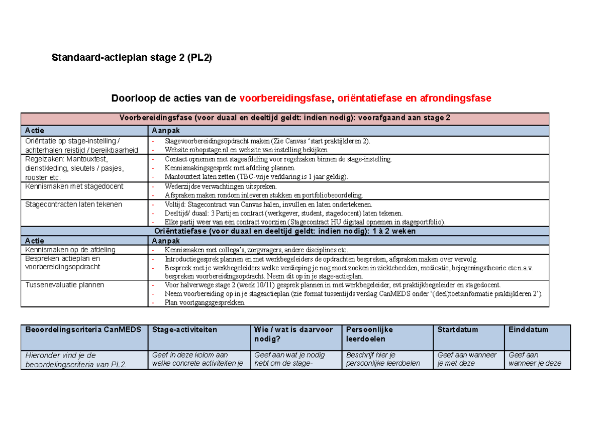 Stage-actieplan stage 2 2021-2022 -1 - Standaard-actieplan stage 2 (PL2 ...