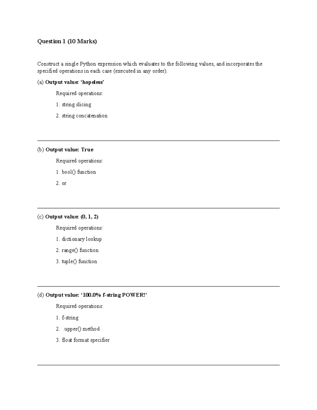 COMP10001 S12021 Mid-semester Exam Practice - Question 1 (10 Marks ...