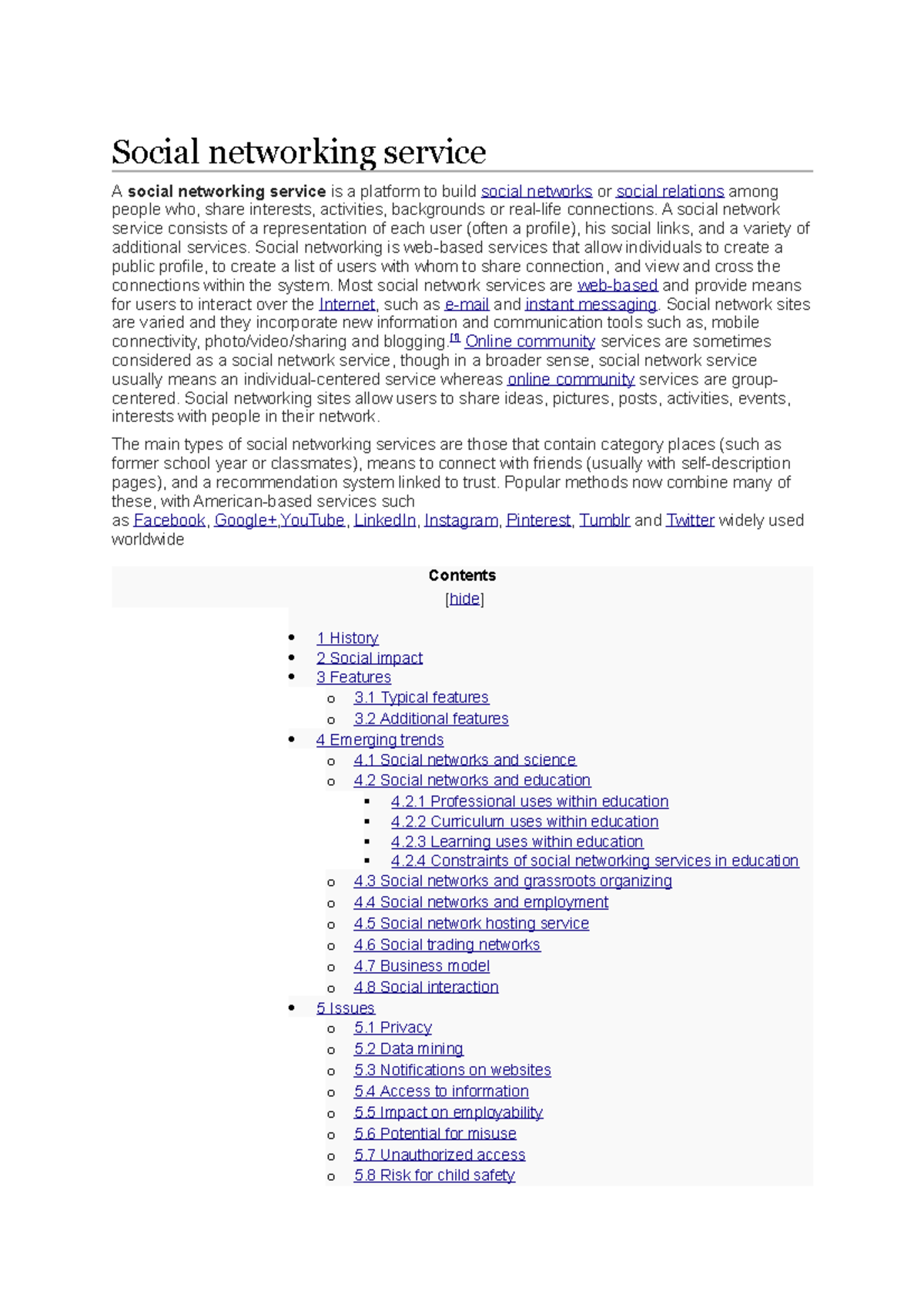 Socialnet and Internet - Social networking service A social networking ...