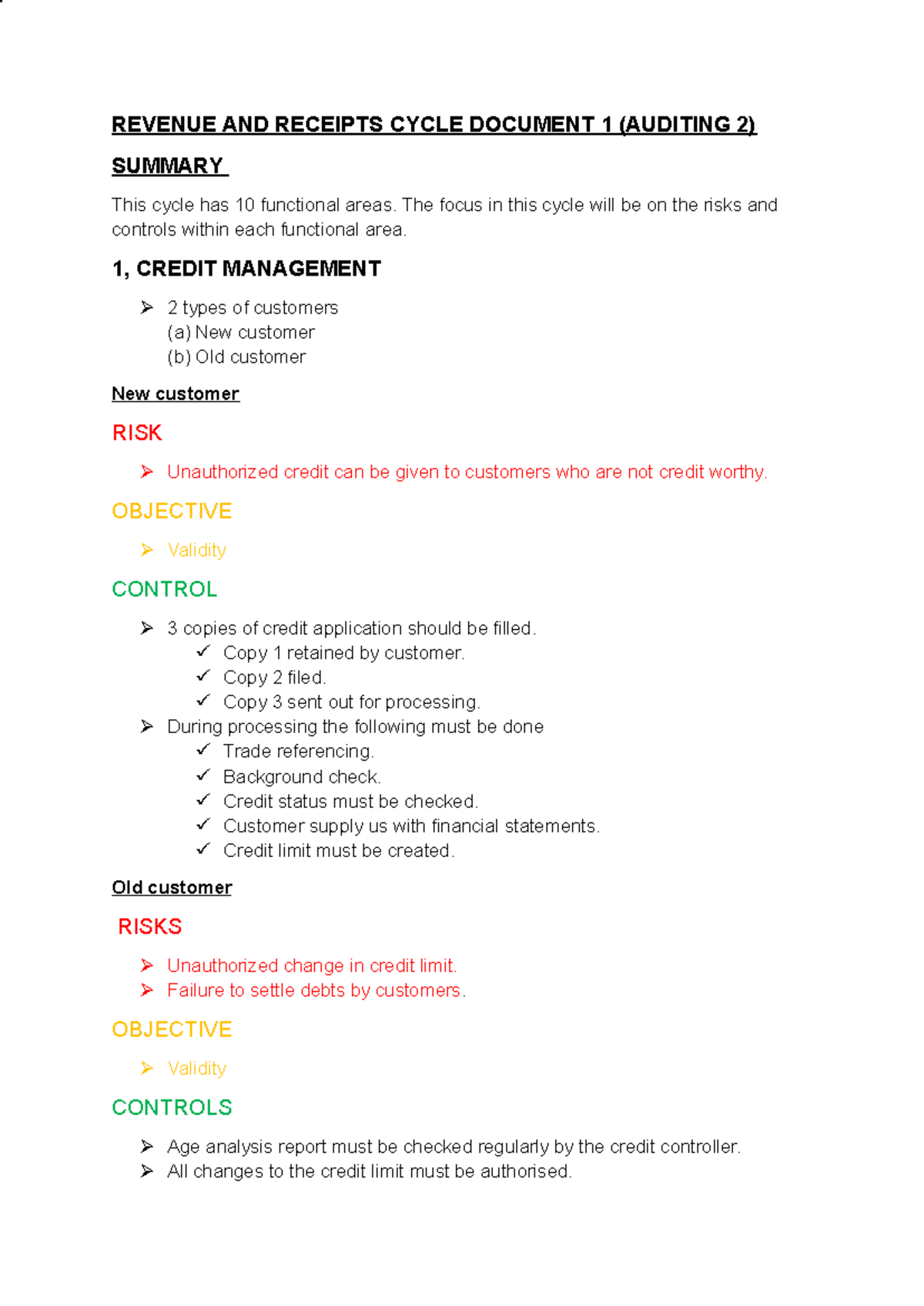 Revenue AND Receipts Cycle Document 1 - REVENUE AND RECEIPTS CYCLE ...
