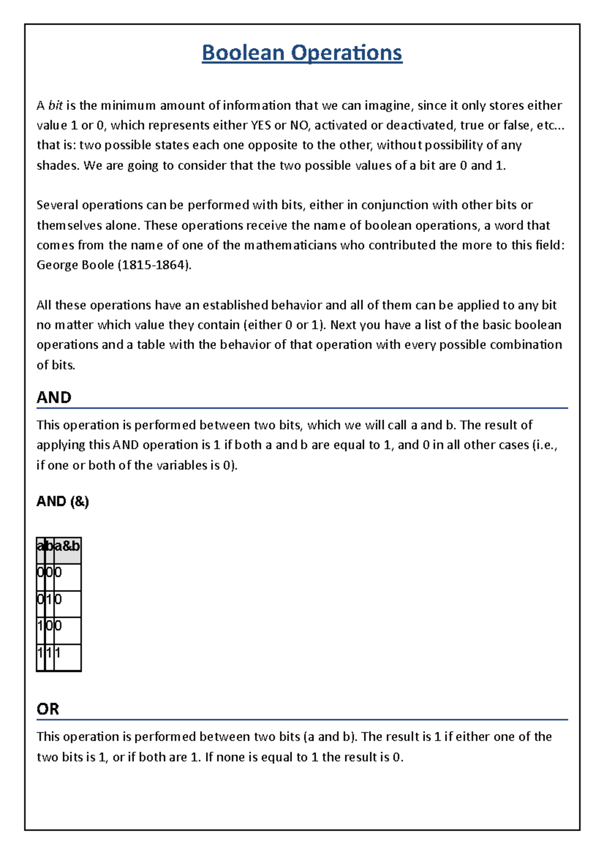 Number Systems And Boolean Algebra Part4 Boolean Operations A Bit Is The Minimum Amount Of
