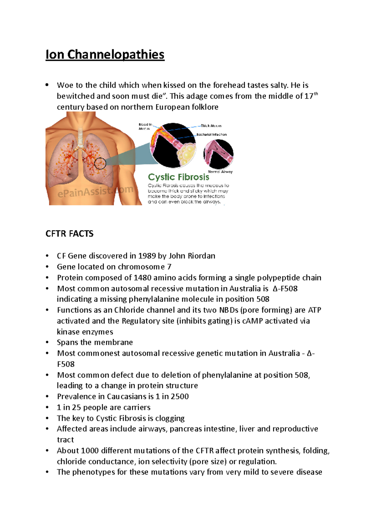 Ion Channelopathies - notes - Ion Channelopathies Woe to the child ...