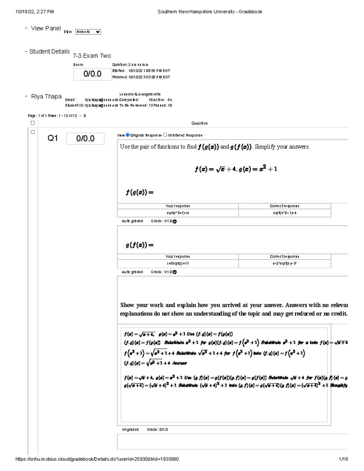 7-3 Exam - 7-3 Exam - Page: 1 of 1 Rows: 1 - 12 of 12 - 0 Question Q1 0 ...