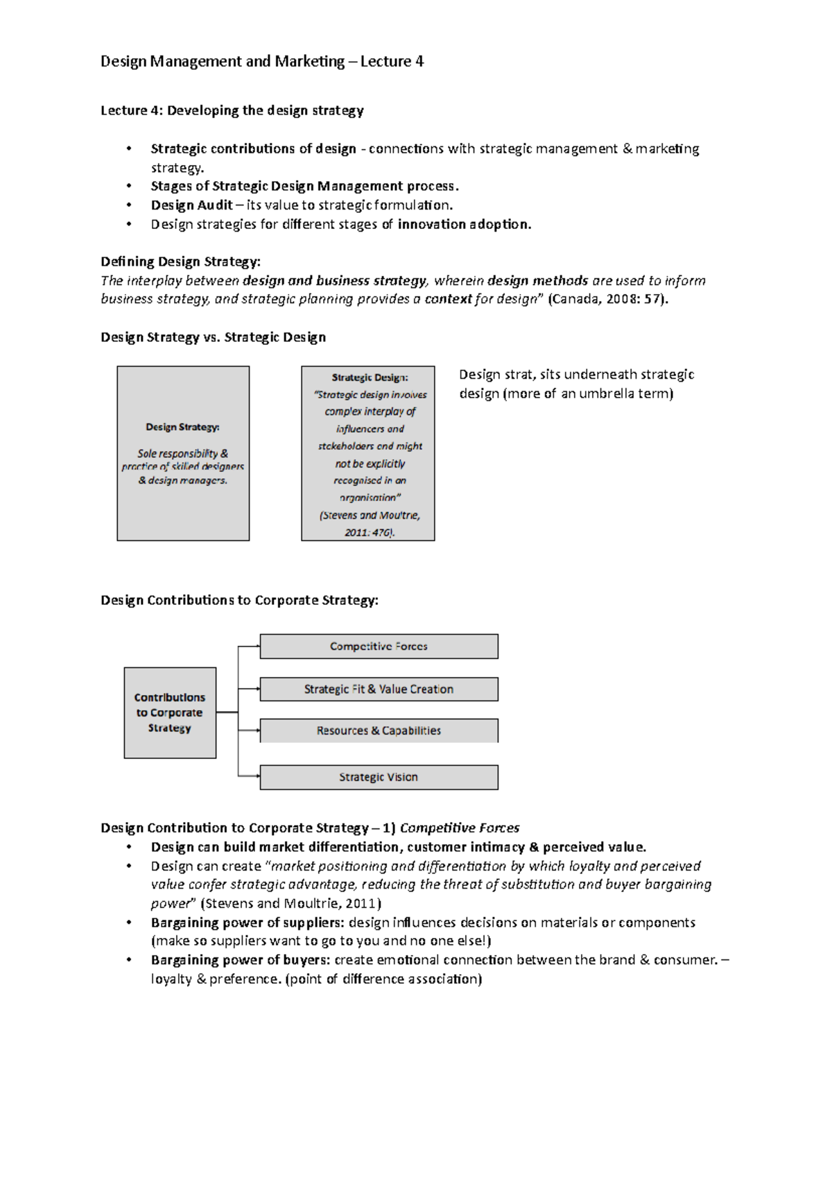 Lecture 4 developing the design strategy - Lecture 4: Developing the ...
