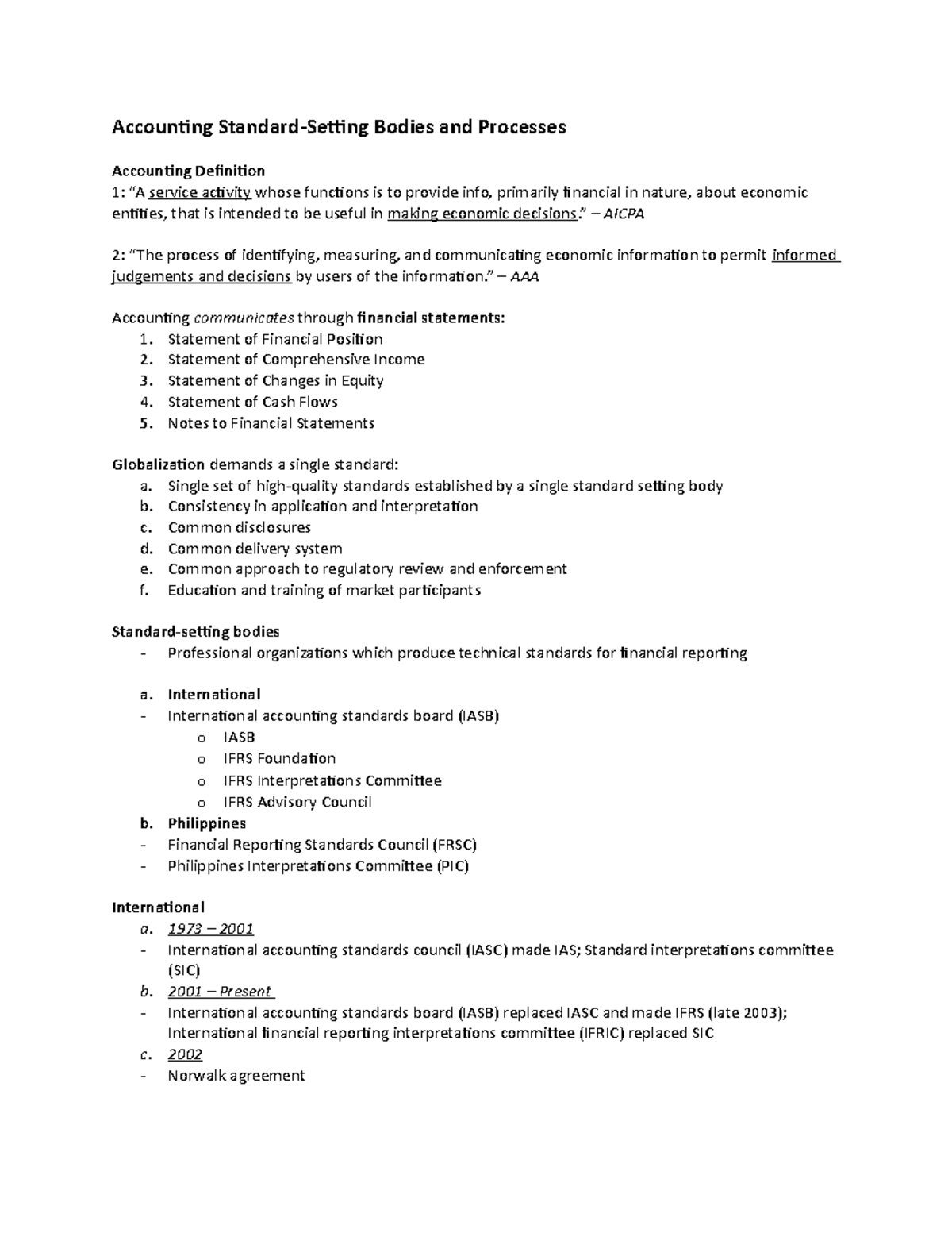 Unit 1 Part 1 Acyfar - This notes provide a summary on the standard ...