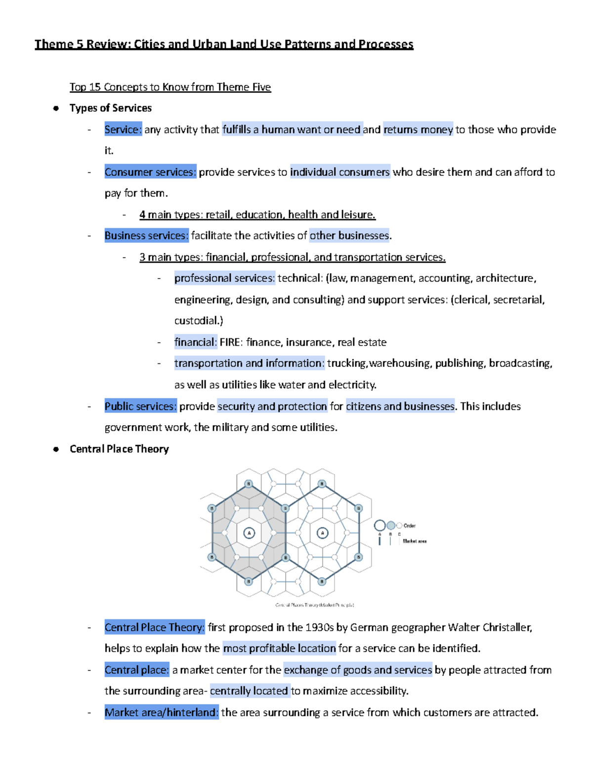 AP Human Geography Unit 5 Cities and Urban Land Use - 15 Most Important ...