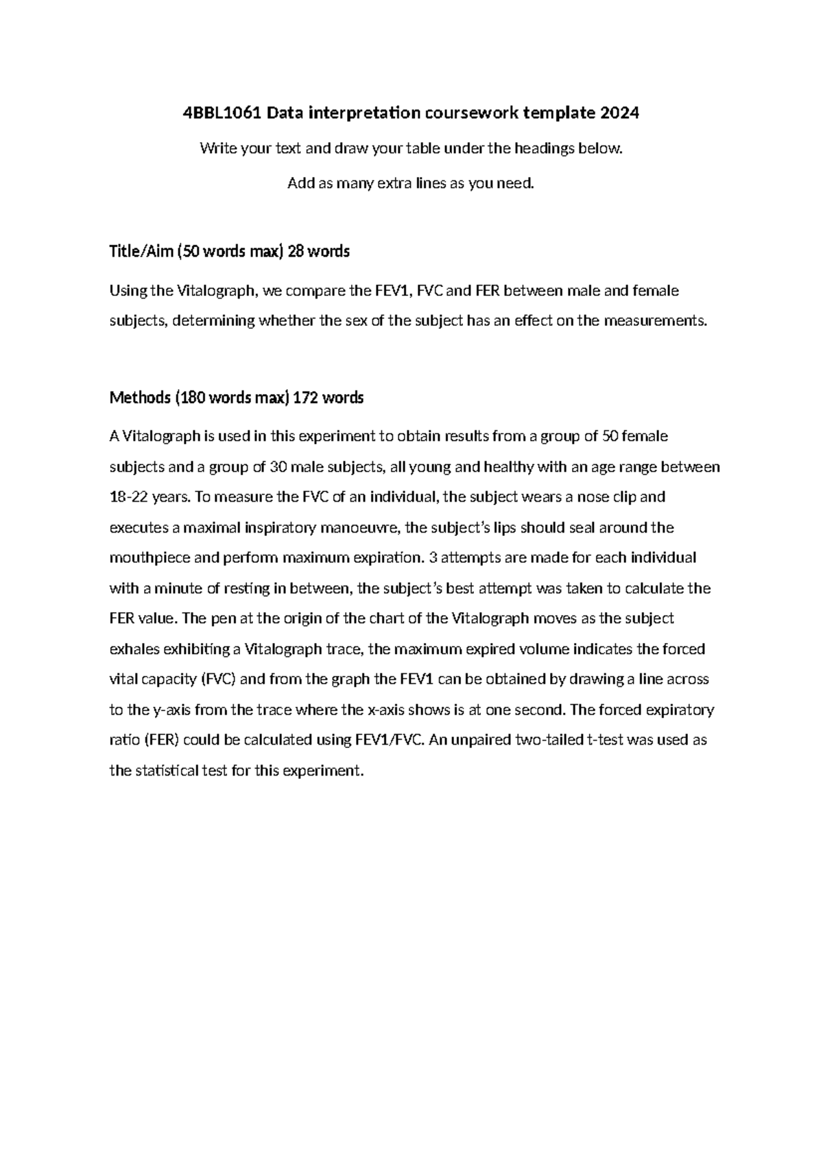 Data interpretation template 2024 - 4BBL1061 Data interpretation ...