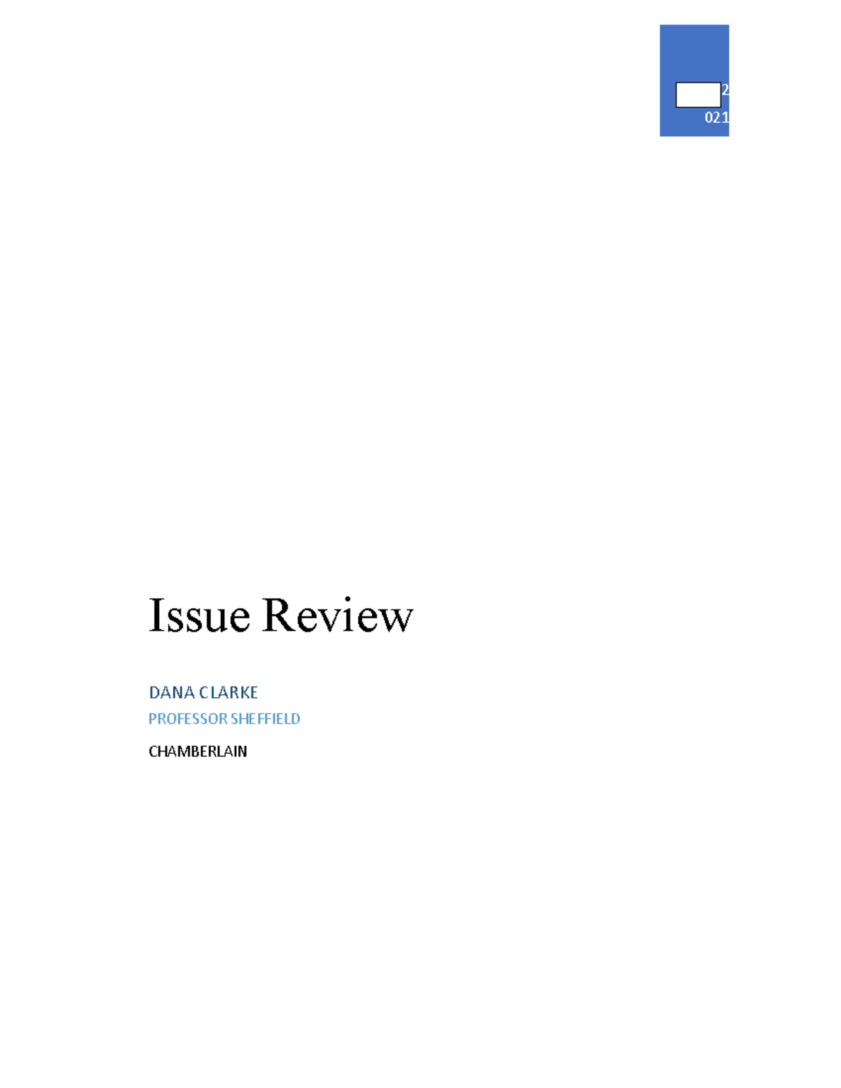Issue Review for Fundamentals - CHAMBERLAIN Issue Review DANA CLARKE ...