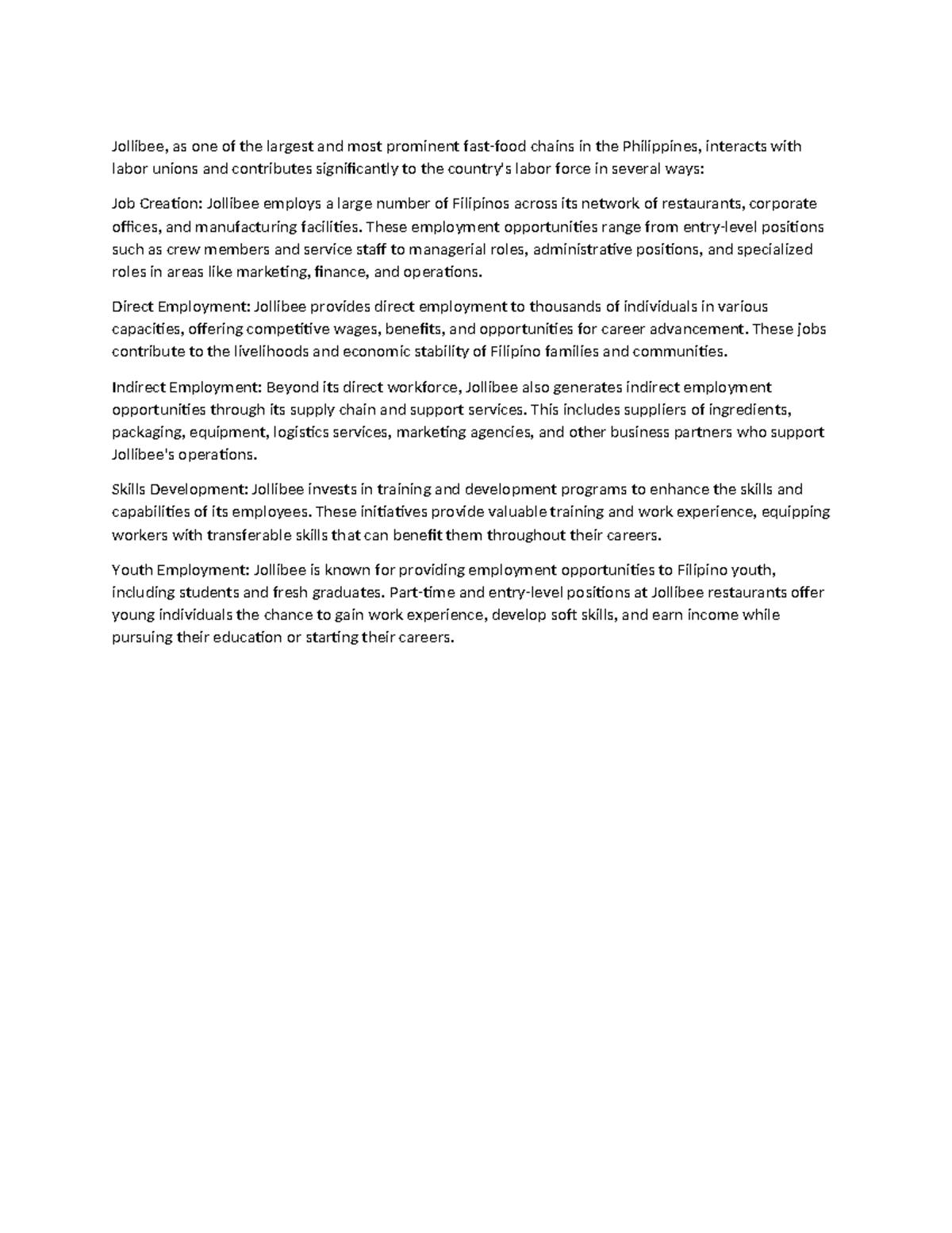 Jollibee-Labor-union - Jollibee, as one of the largest and most ...