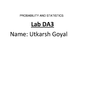 Statistics Lab 5 - School of Advanced Sciences Department of ...