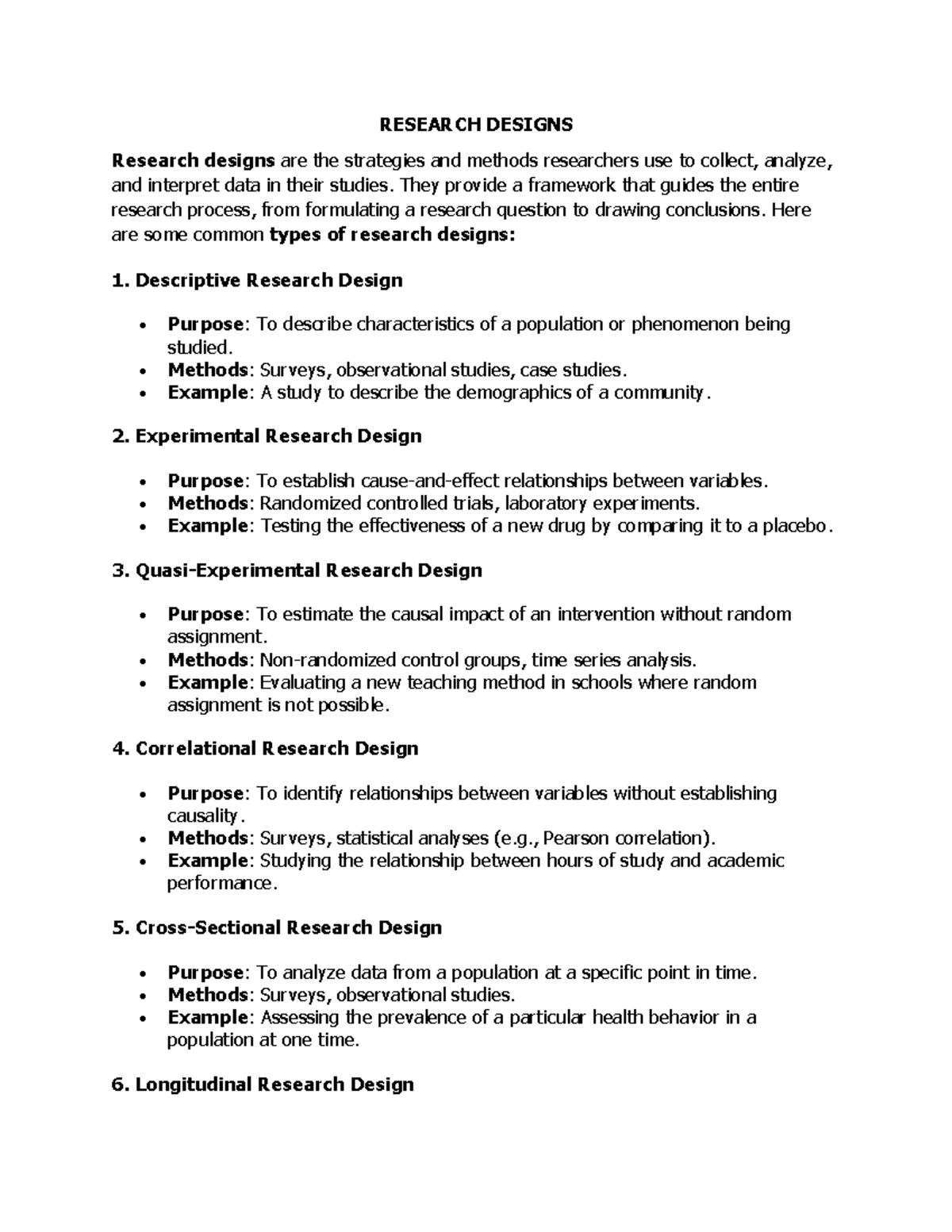 Research Designs - RESEARCH DESIGNS Research designs are the strategies ...