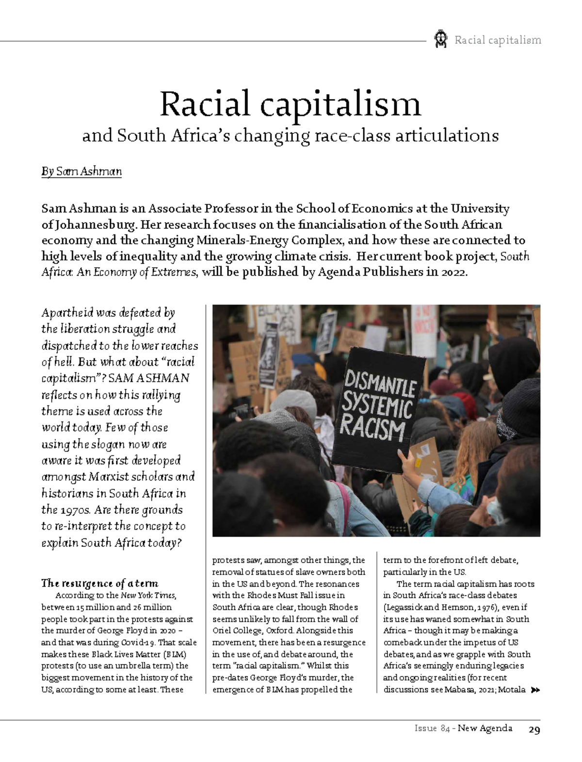 Racial capitalism - Issue 84 - New Agenda 29 Racial capitalism Racial ...