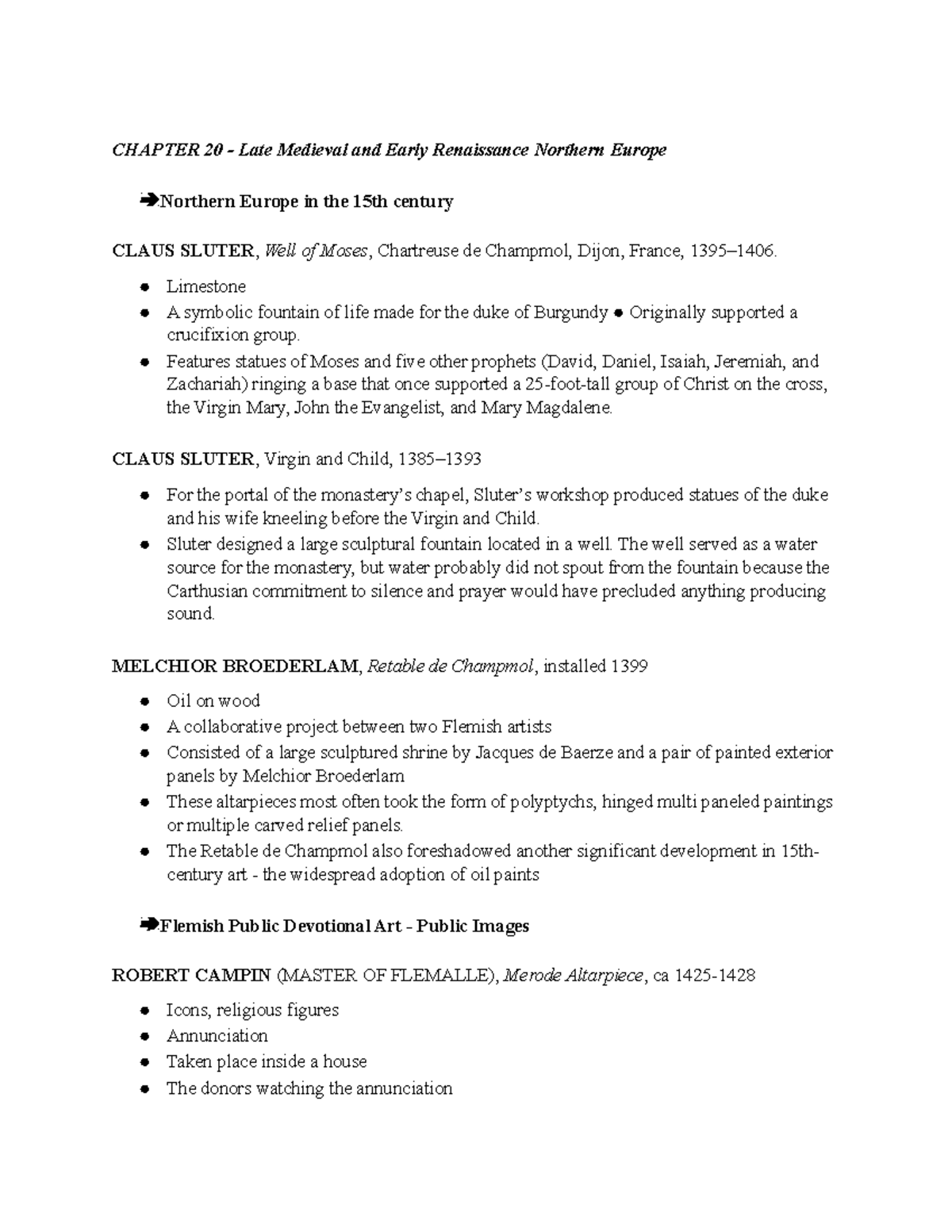 Chapter 20 - CHAPTER 20 - Late Medieval and Early Renaissance Northern ...