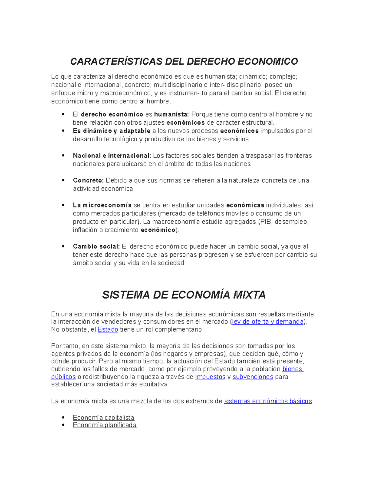 Características DEL Derecho Economico tarea - CARACTERÍSTICAS DEL ...