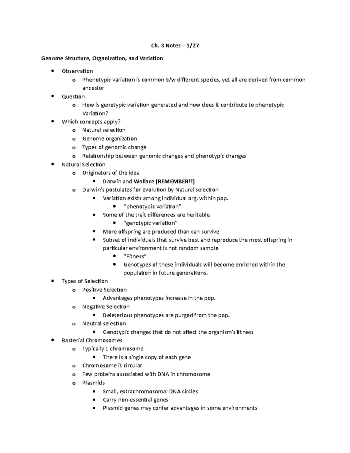 Ch. 3 Class Notes - Ch. 3 Notes – 1/ Genome Structure, Organization ...