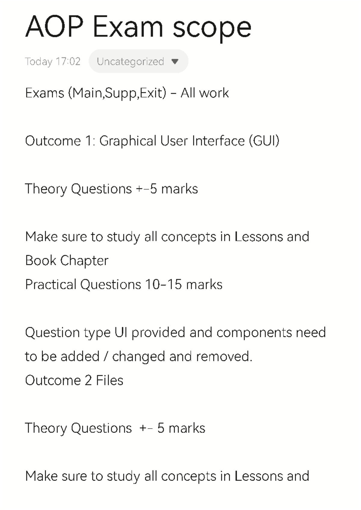 AOP Exam Scope - 2024 exam guide - AOP Exam scope Today 17:02 Uncategorized Exams (Main,Supp ...