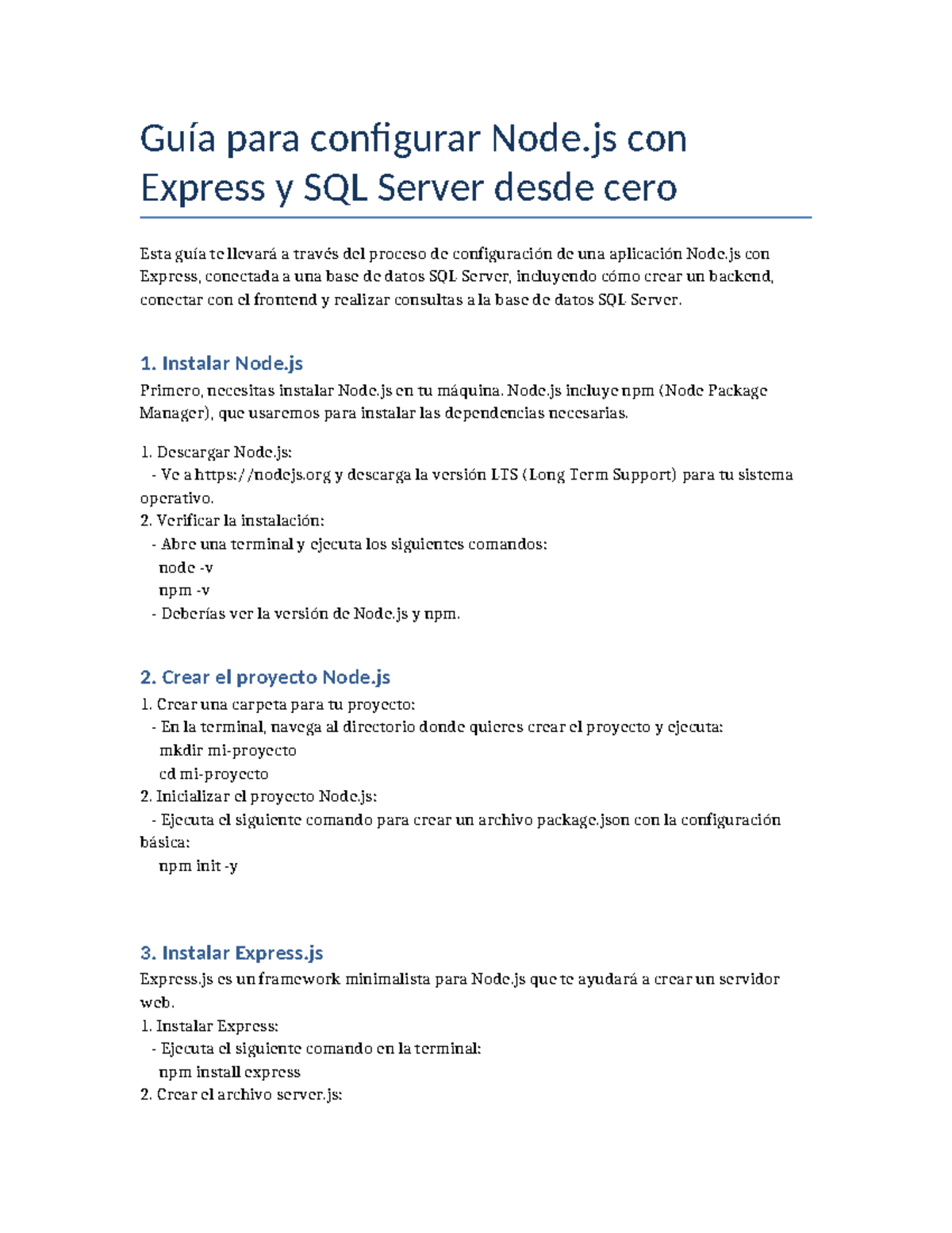 Guia Node Express SQLServer - Guía para configurar Node con Express y SQL Server desde cero Esta ...