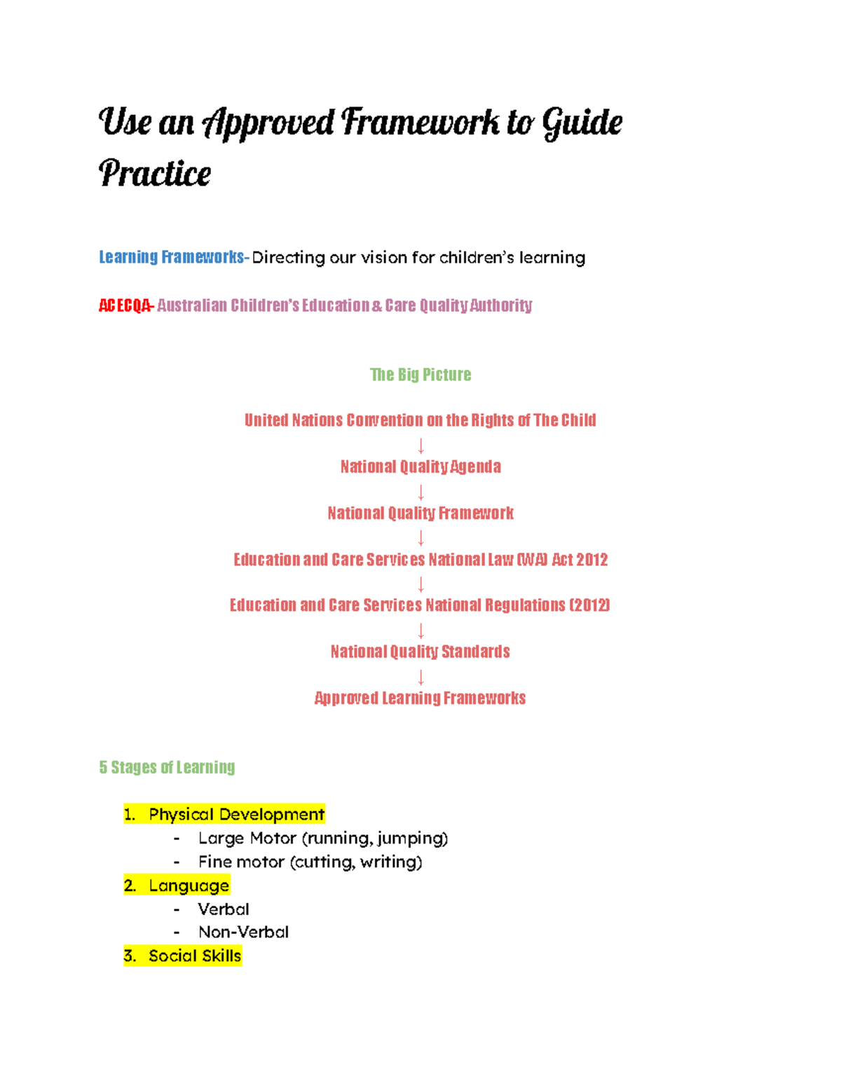 Chcece 009 - Introduction about EYLF - Us a Approve Framewor t Guid ...