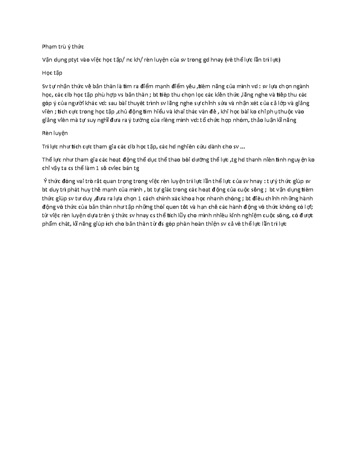 Phạm trù ý thức - Ph m trù ý th c ạ ứ V n d ng ptyt vào vi c h c t p/ nc kh/ rèn luy n c a sv ...