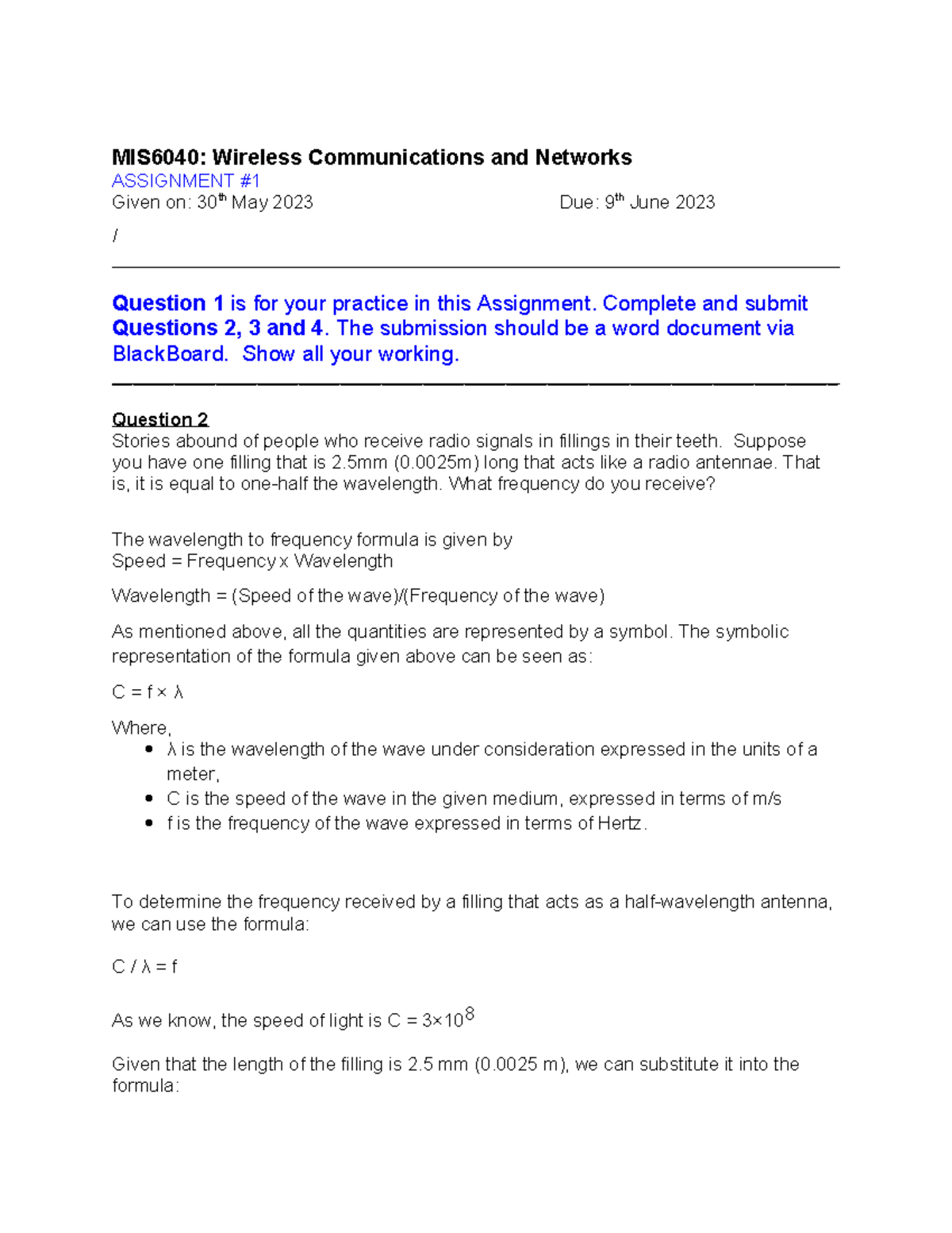 Wireless Networks Assigment Mis6040 Wireless Communications And Networks Assignment Given On 