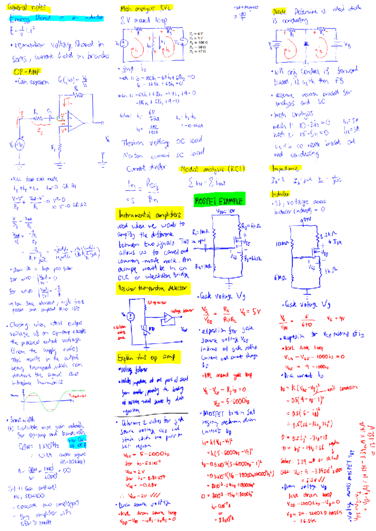 Cheatsheet - Summary Electro Technology for Mechanical Engineers - Studocu