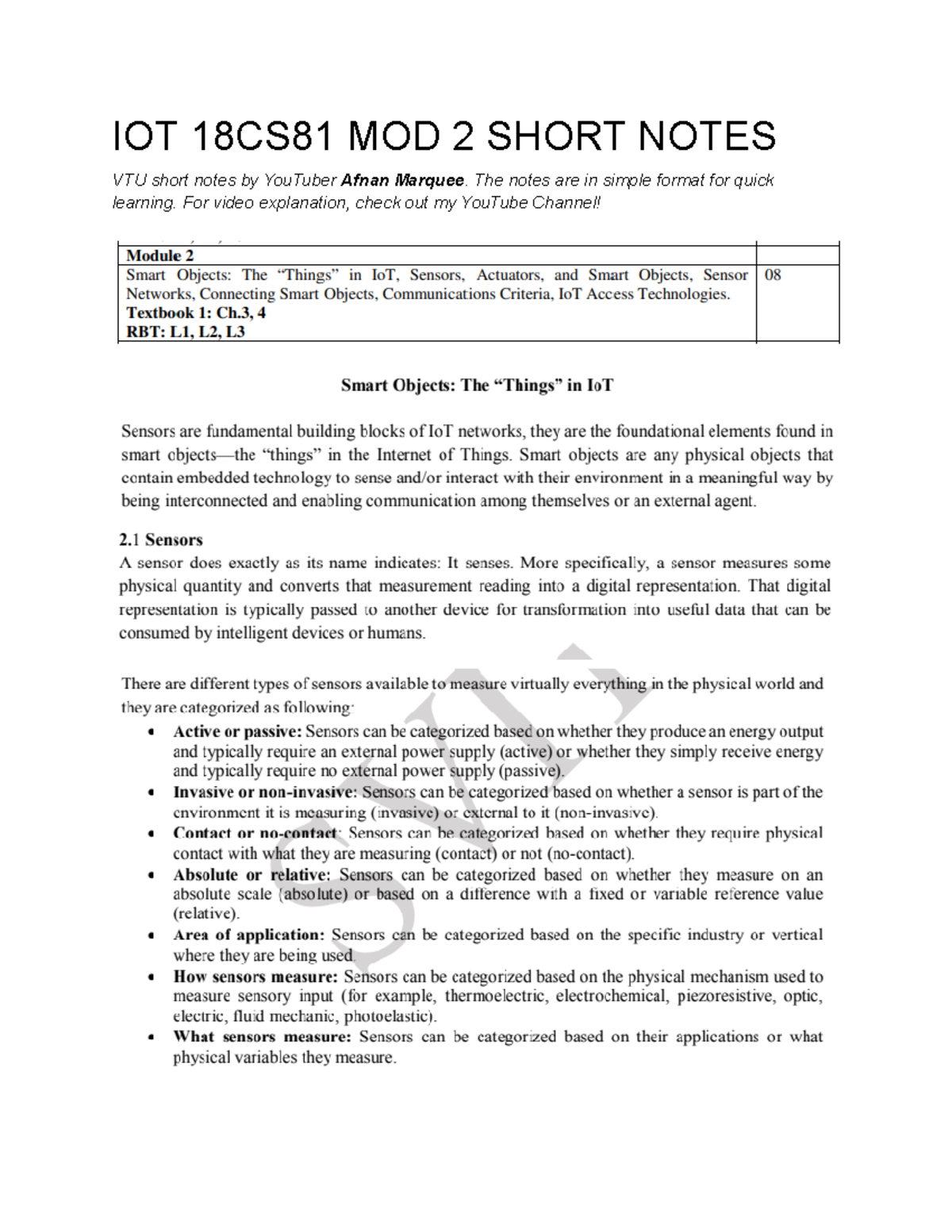 M2 - awesome!!! - IOT 18CS81 MOD 2 SHORT NOTES VTU short notes by ...