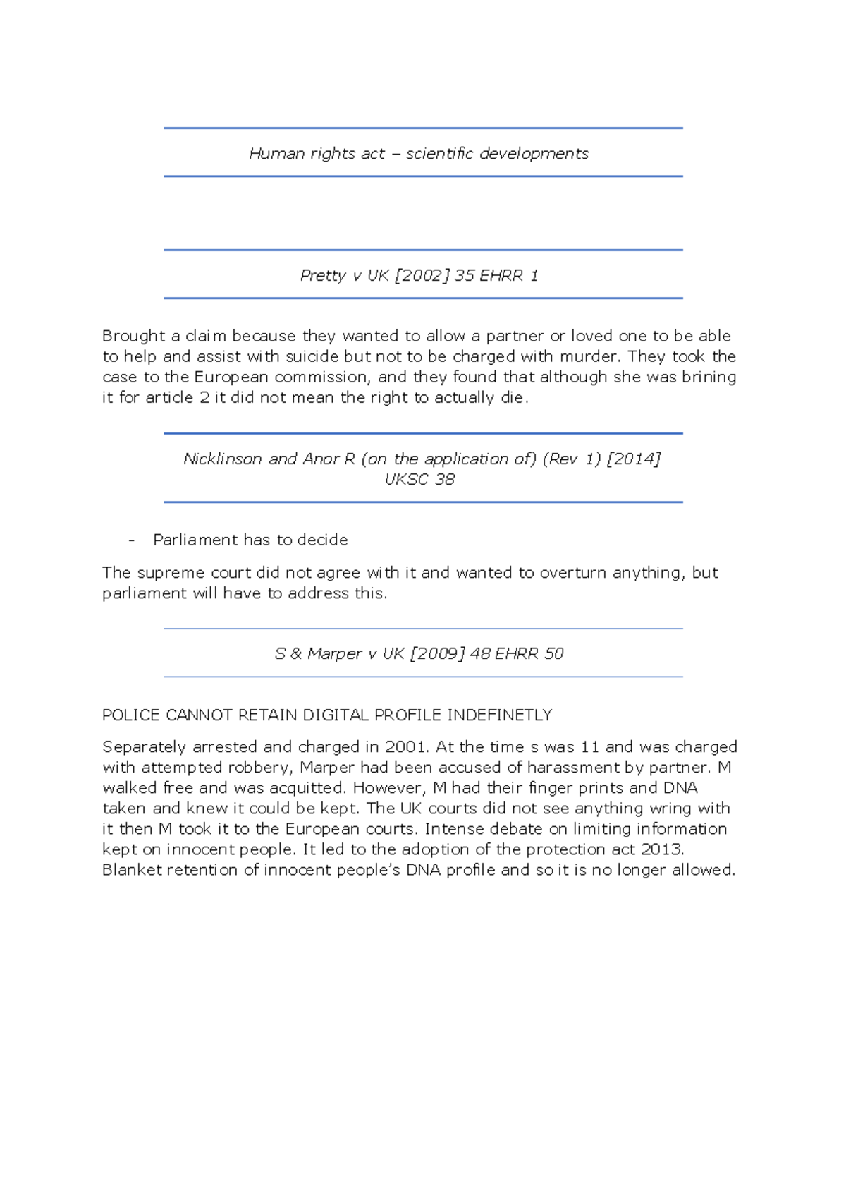 Human Rights Act Scientific Developments Human Rights Act