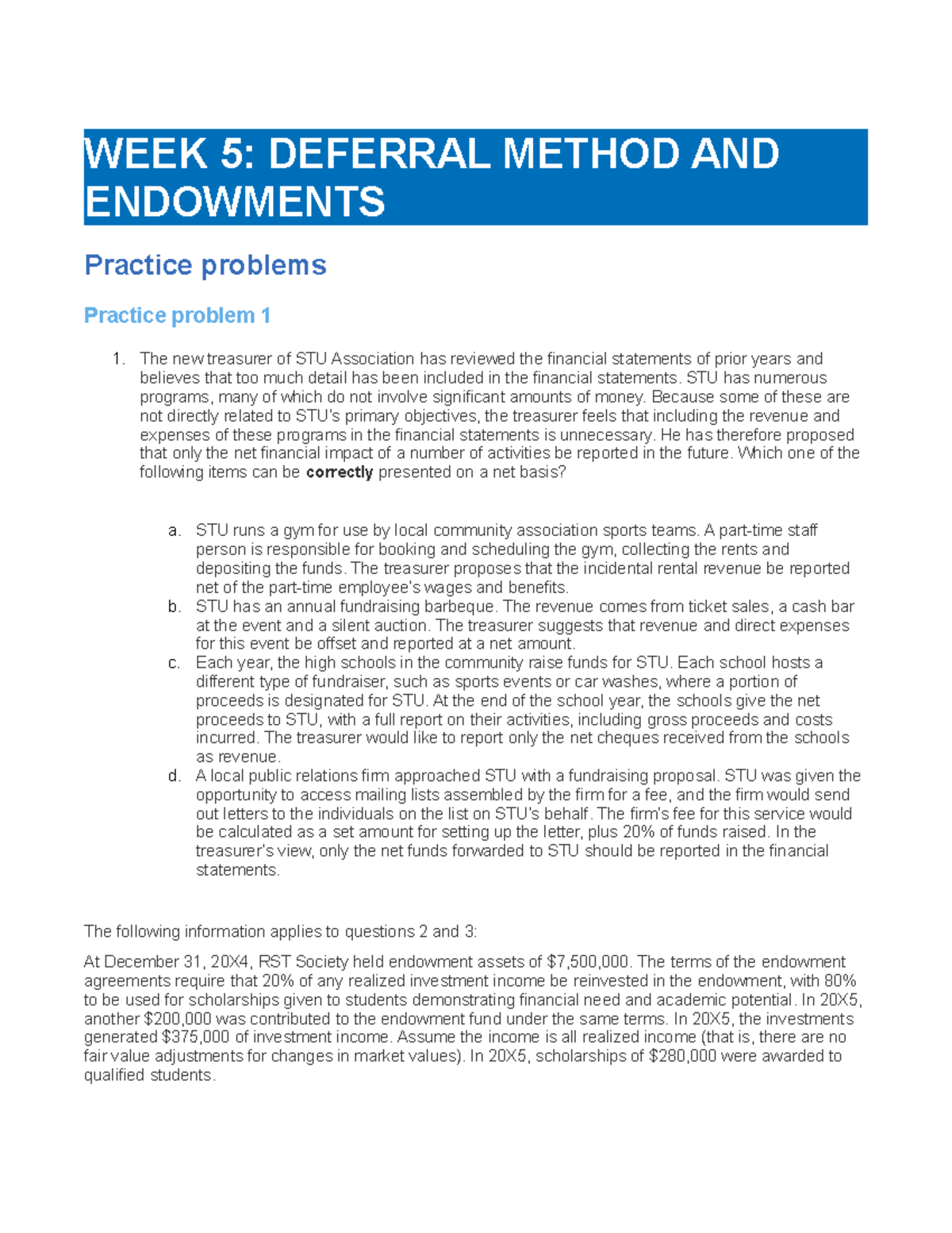 Quiz 20 8 April 2020, questions - WEEK 5: DEFERRAL METHOD AND ...