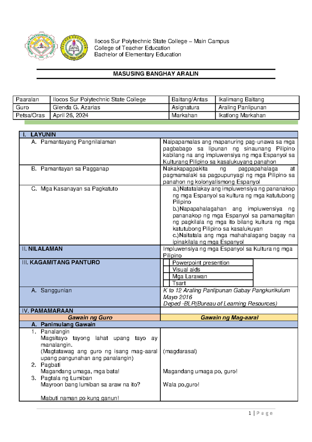 LP AP final 1 - Ilocos Sur Polytechnic State College – Main Campus ...
