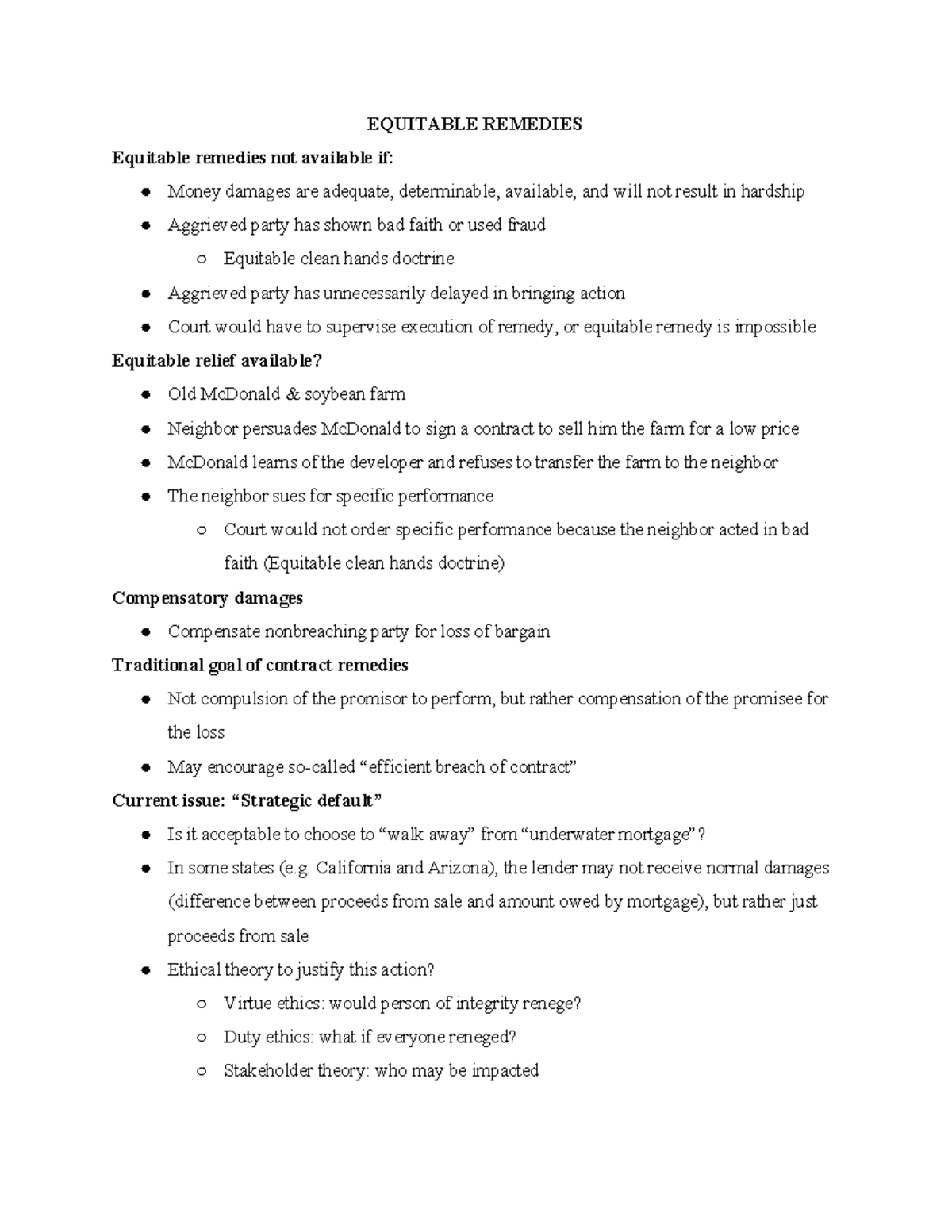 BALW 2015 00 11 7 - Summary notes of BALW 201500 - EQUITABLE REMEDIES ...