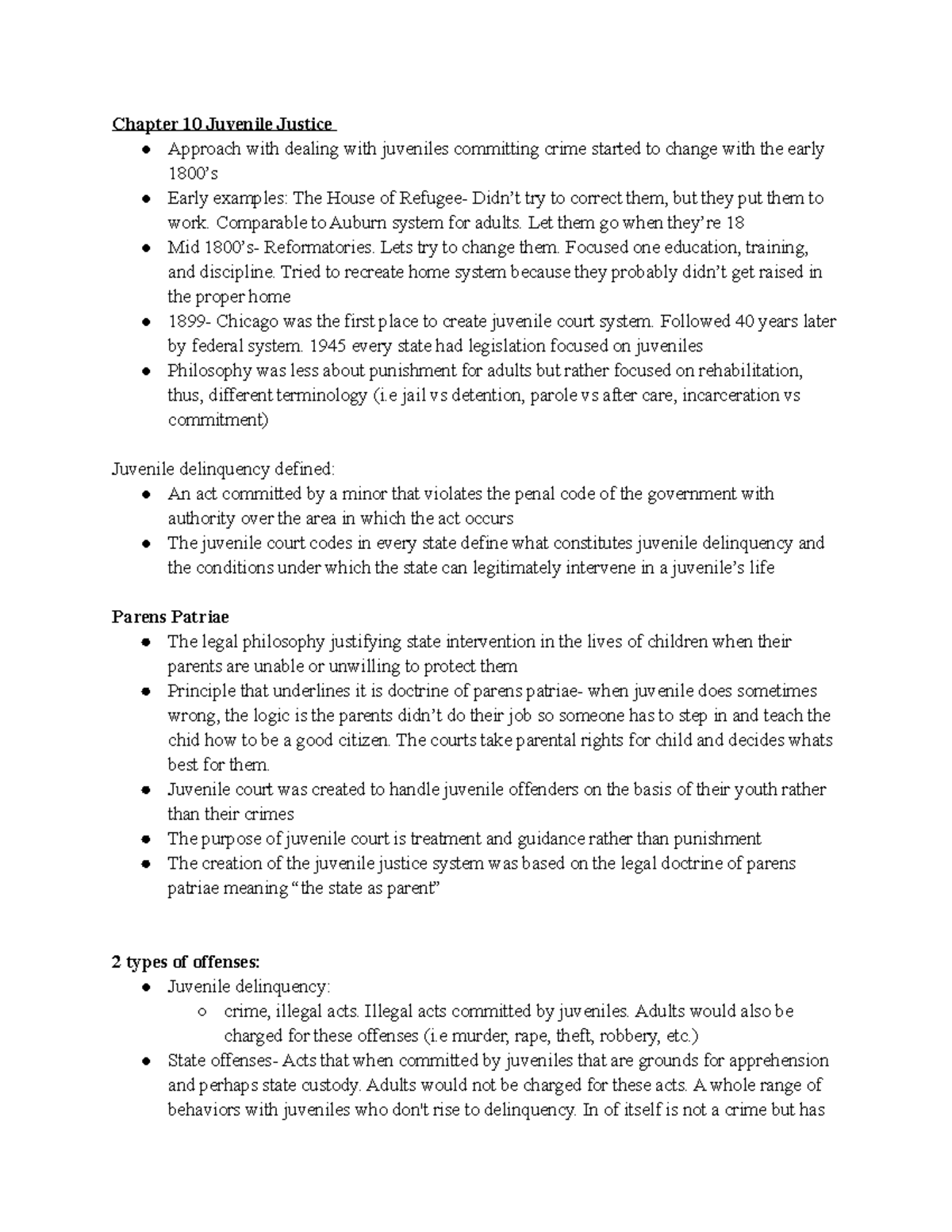 Intro to Crim Chapter 10 - Chapter 10 Juvenile Justice Approach with ...
