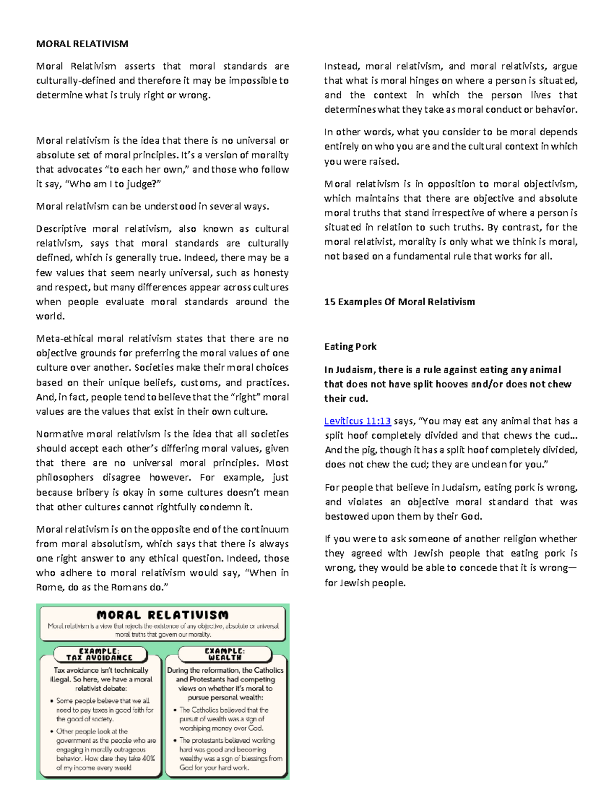 Moral Relativism and Moral Universalism - MORAL RELATIVISM Moral Relativism asserts that moral ...