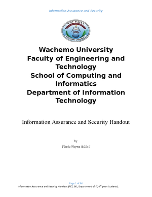 Advanced database Modules - WACHEMO UNIVERSITY COLLEGE OF ENGINEERING AND TECHNOLOGY SCHOOL OF ...