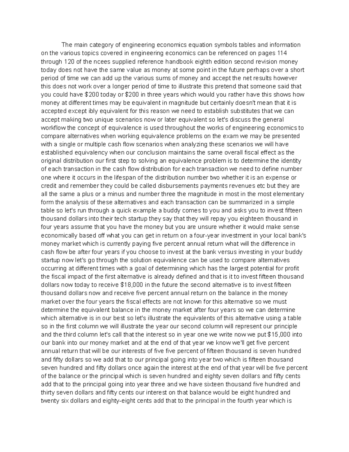 ENGR-2308 Equivalence - The main category of engineering economics ...