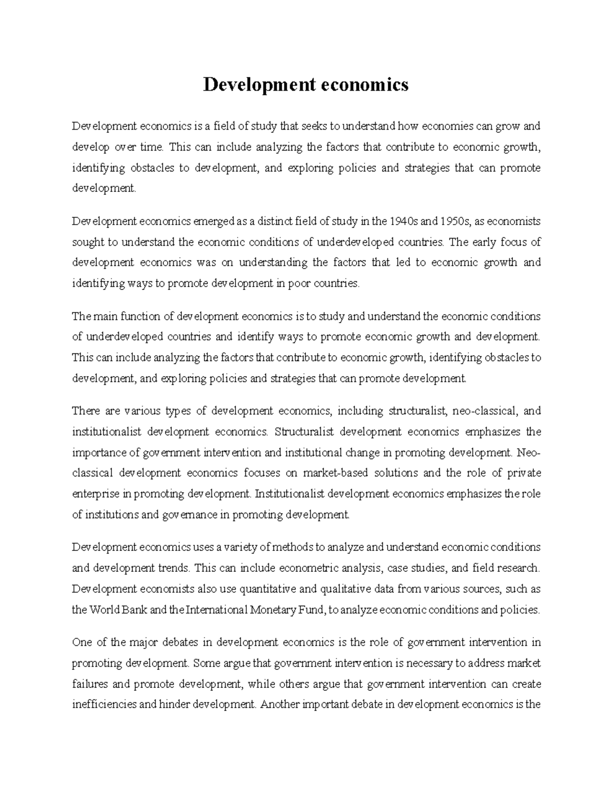 Development economics - Development economics Development economics is ...