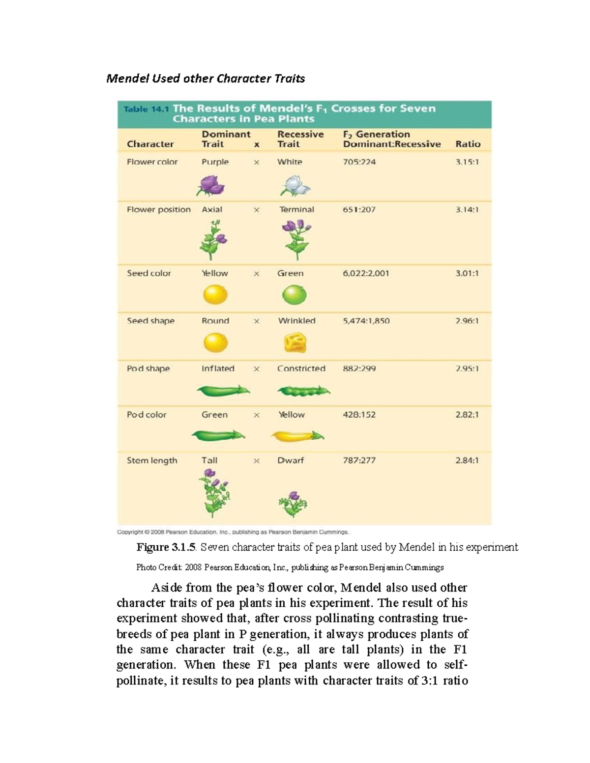 Mendel Used other Character Traits - 1. Seven character traits of pea ...