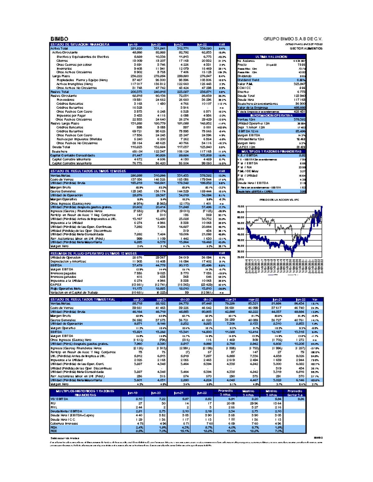 Bimbo Balance Financiero Bimbo 219 220 221 222 Grupo Bimbo S De C