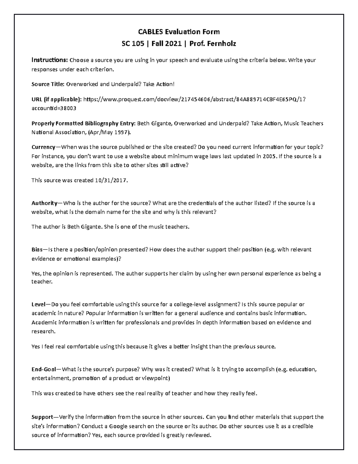 Source Evaluation Worksheet part 2 - CABLES Evaluation Form SC 105 ...