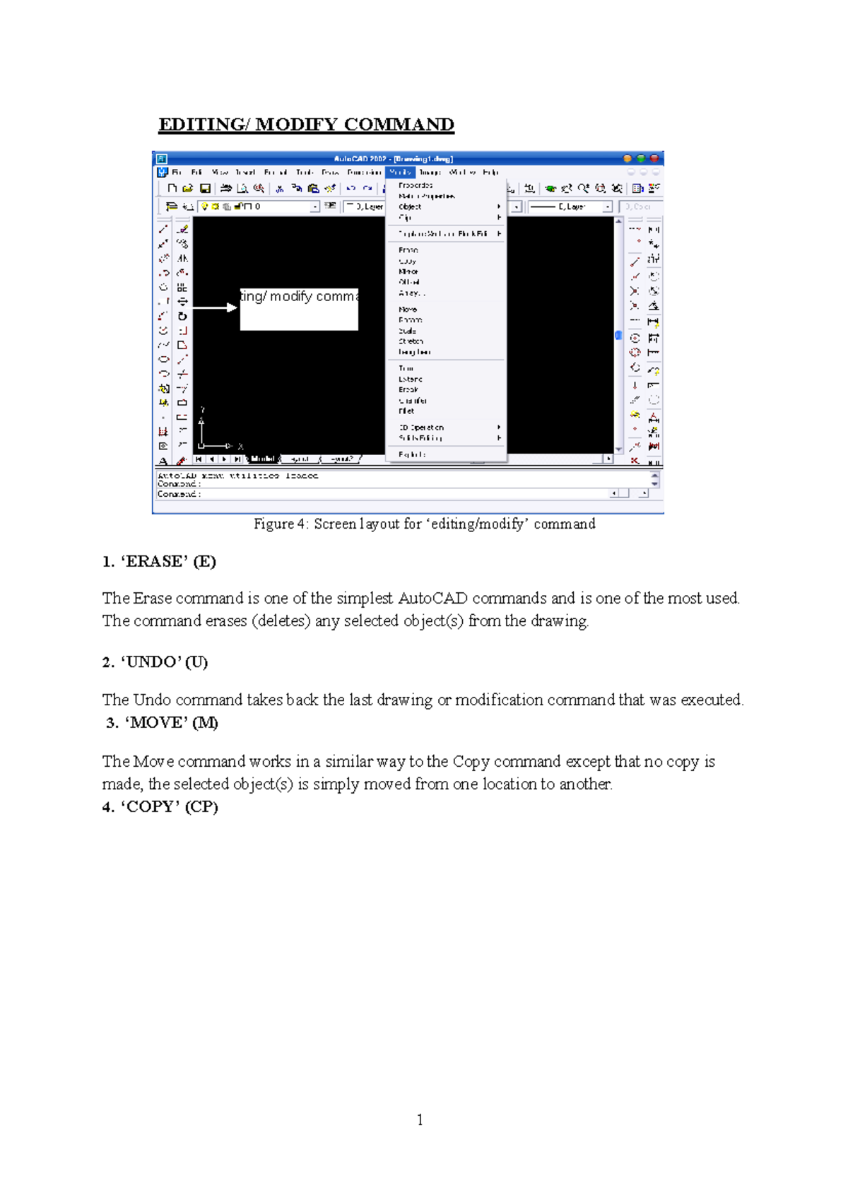 Unit 3 - Editing Modifying Command - 1 Editing/ modify command EDITING/ MODIFY COMMAND Figure 4 ...