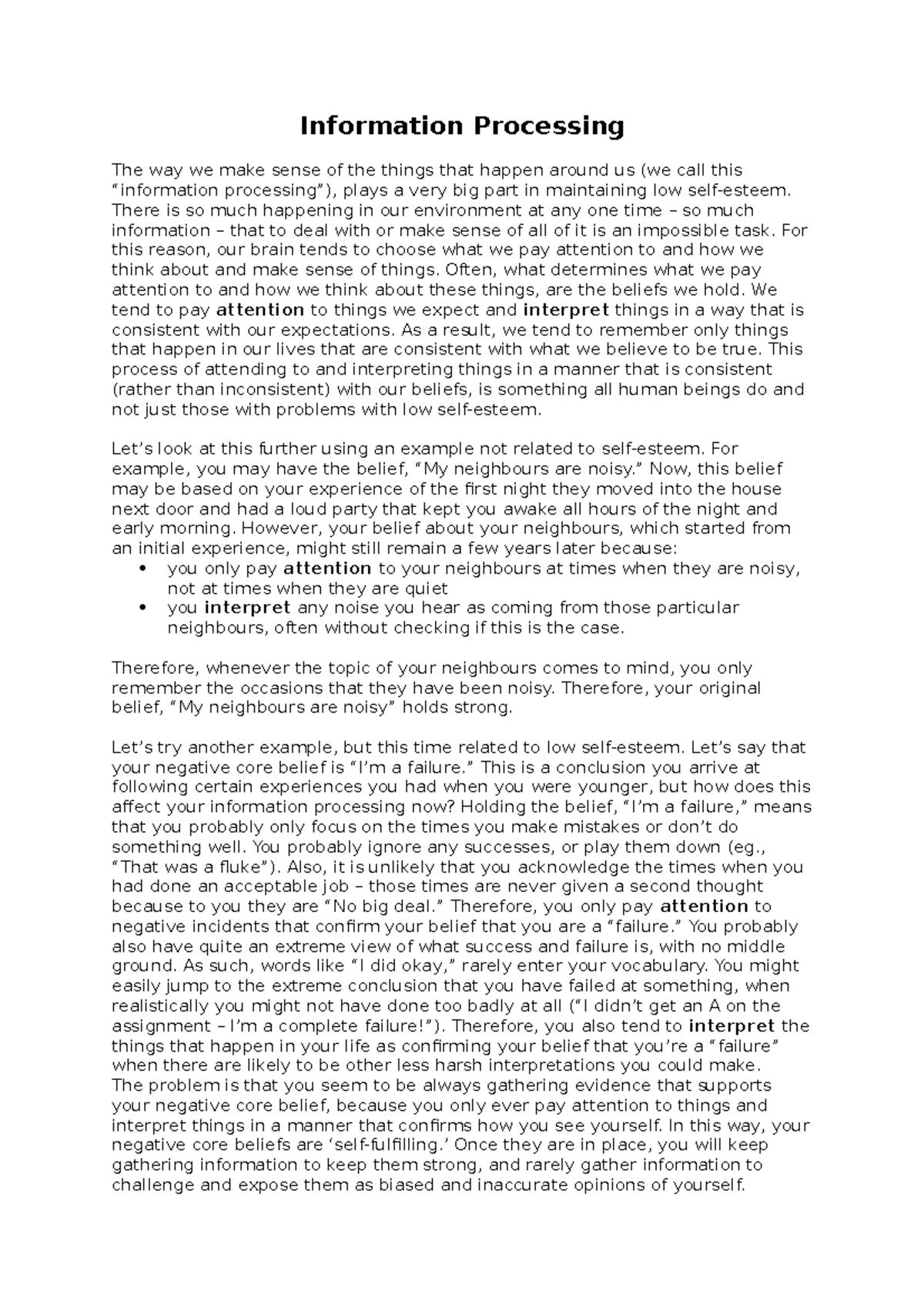 Information Processing - Reading - Information Processing The way we ...