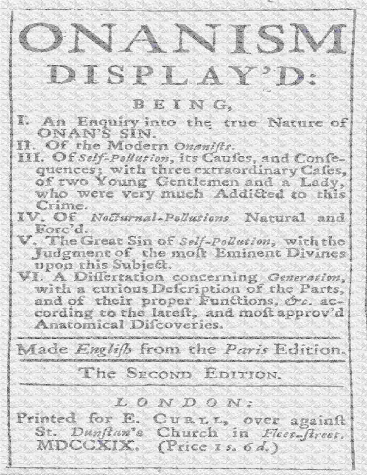 Onanism - HI ITS ME - The Project Gutenberg eBook of Onanism display'd ...