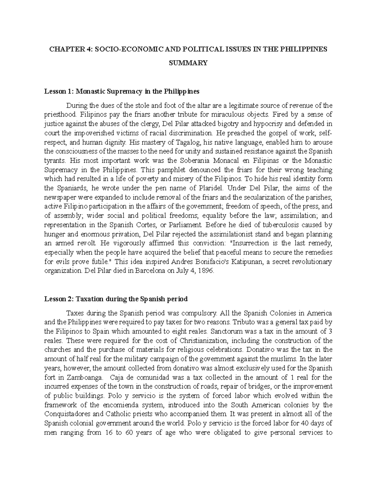 MONASTIC SUPREMACY CHAPTERS 1 TO 2 SUMMARY - CHAPTER 4: SOCIO-ECONOMIC ...