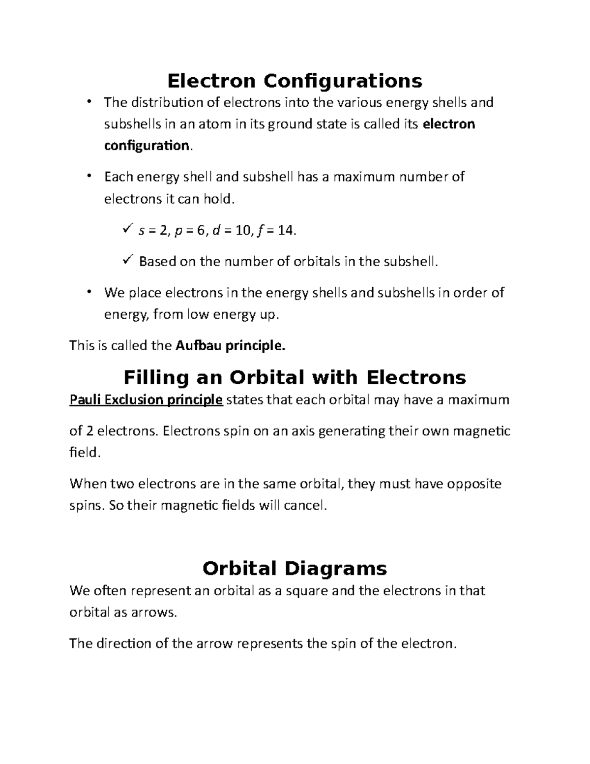 Ch.9-Electron Configurations - Electron Configurations The distribution ...