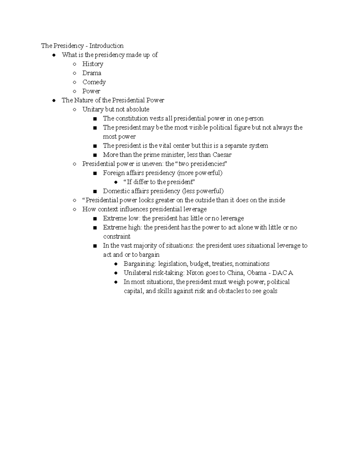 The Presidency - Introduction - Studocu