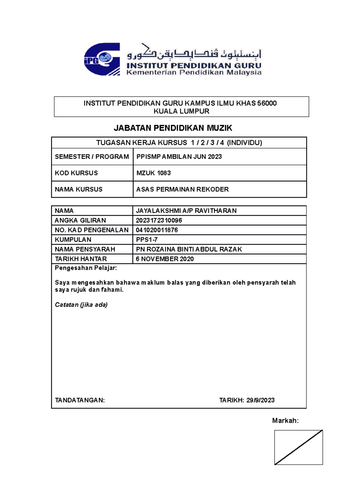 Ulasan Kritis Rekoder - JABATAN PENDIDIKAN MUZIK TUGASAN KERJA KURSUS 1 ...